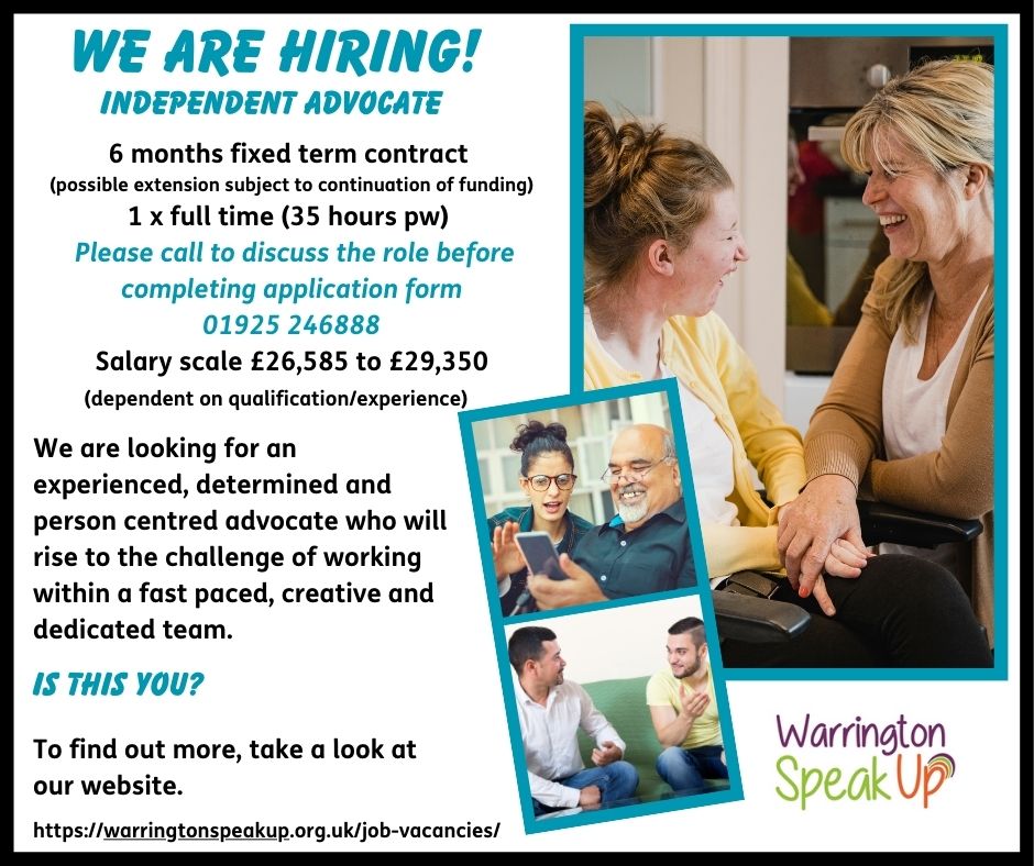 Job Vacancies - Warrington Speak Up